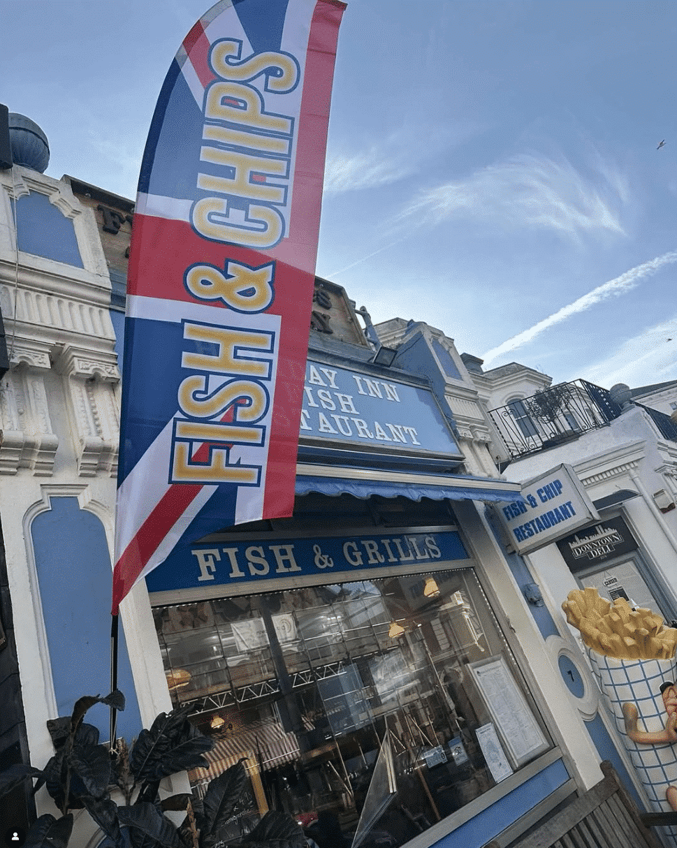 Fish and Chips Shop Flag – Ready-Made Outdoor Advertising